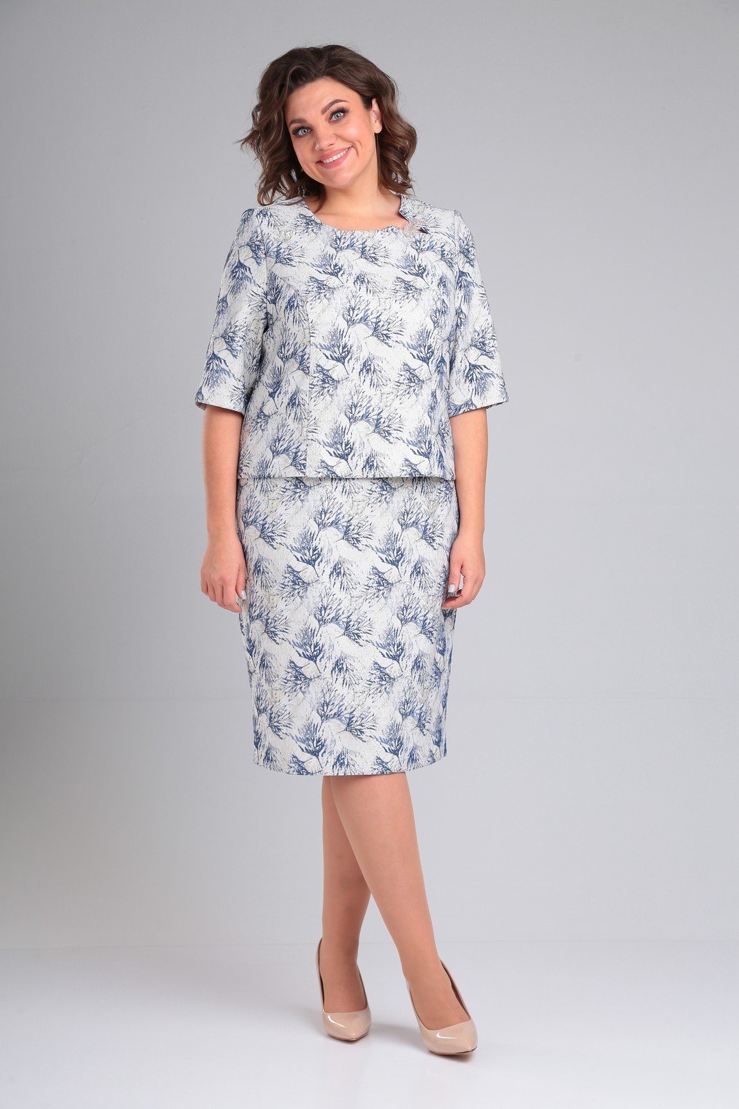 Платье 1-002 сине-белый POCHERK купить в интернет магазине Велесмода